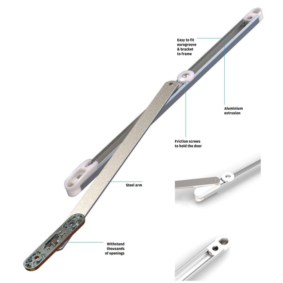 90° Degree UPVC Door Restrictor Arm Stay Hold Open Catch Stainless ...