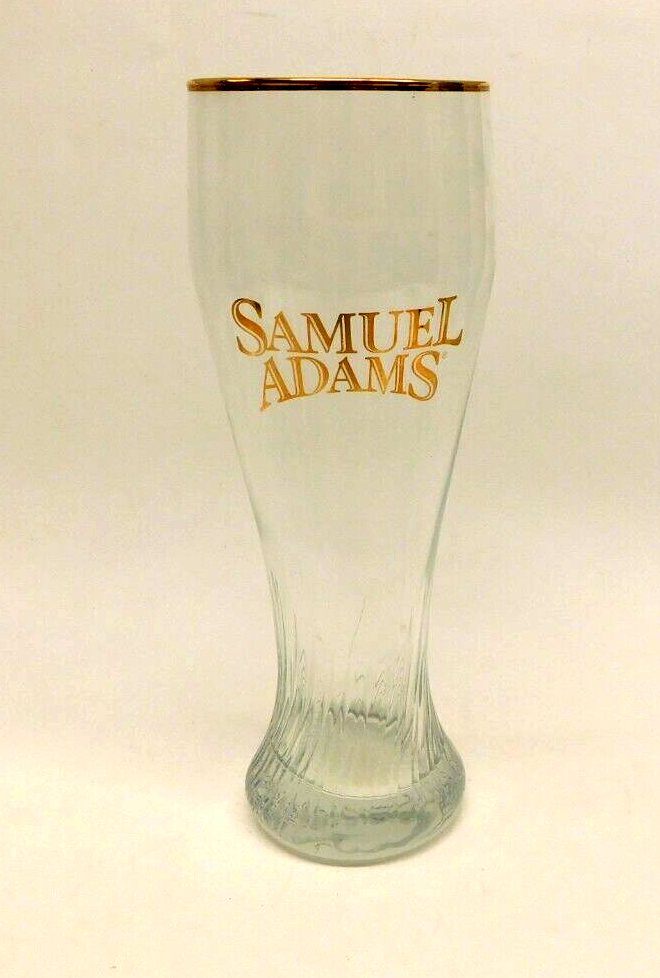 Samuel Adams Tall Pilsner Beer Glass Gold Rim Logo Beautiful Glass | eBay
