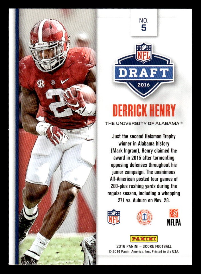 2016 Score #5 Derrick Henry NFL Draft NMMT | eBay