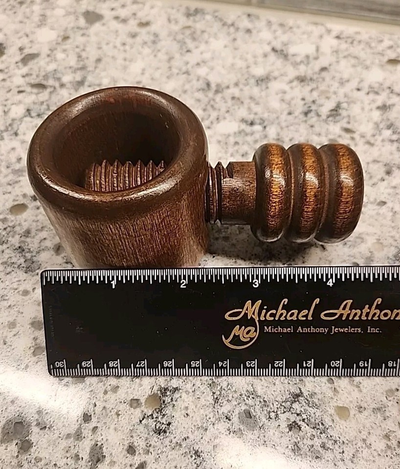 Vintage Nutcracker Solid Walnut Wood Hand Crank | eBay