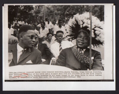 Joseph Mobutu & Justin Bomboko Mongo tribe Leopoldville Congo 1962 WIRE ...