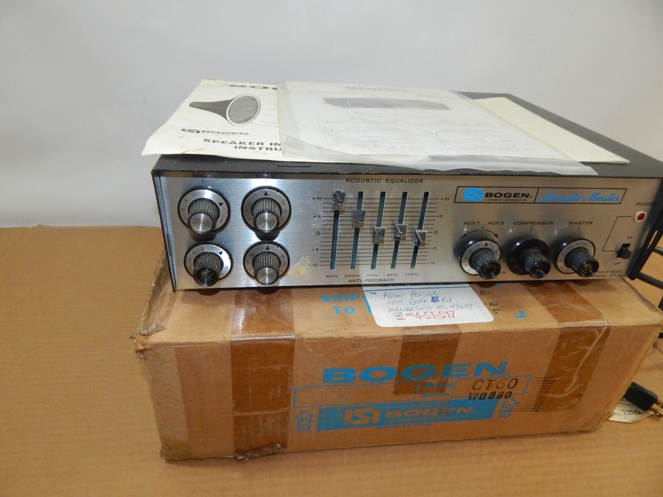Boxed Bogen CT60 CT-60 Acousta Master Acoustic Equalizer 4 Channel Amp ...