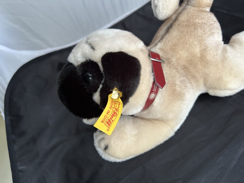 Steiff Pug Plush~Realistic Puppy Dog American Kennel Club~ Mops Weipe ...