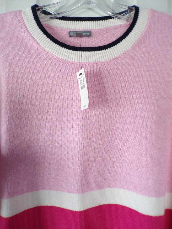 NWT NEW PRE SPRING T BY TALBOTS LARGE BUTTON JEM CREWNECK SWEATER PINK ...