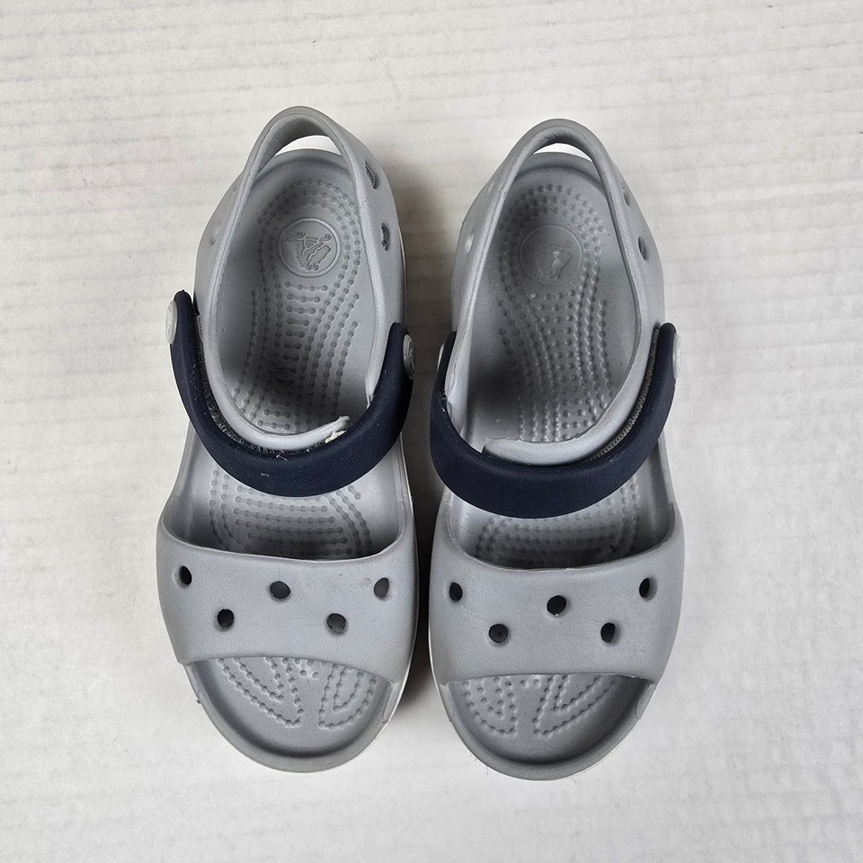 Crocs Crocband Sandals Size C11 Gray Navy Water Shoes | eBay
