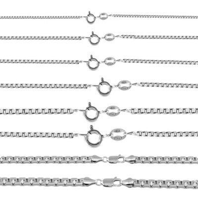 .925 Sterling Silver High Polished Greek Box Chain 0.6mm-5mm Necklace ...