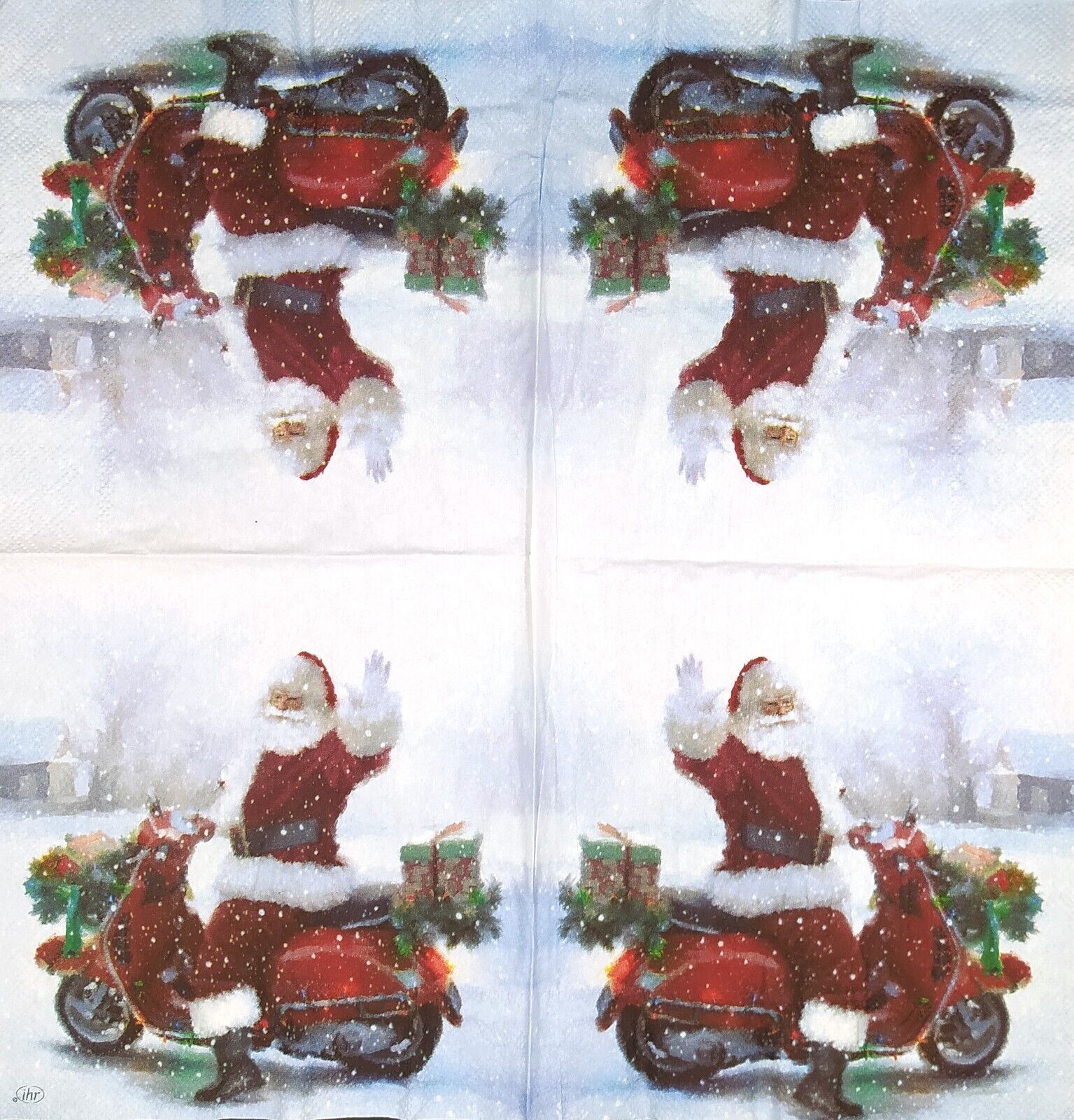 Q694# 3 x Single Paper Napkins For Decoupage Santa Claus On Motorcycle ...