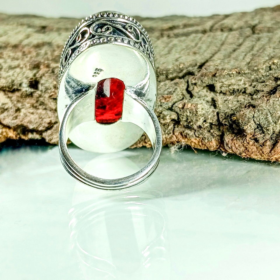 Garnet Silver Ring 925 Sterling Silver Ring Handmade Gemstone Ring Women's Ring | eBay