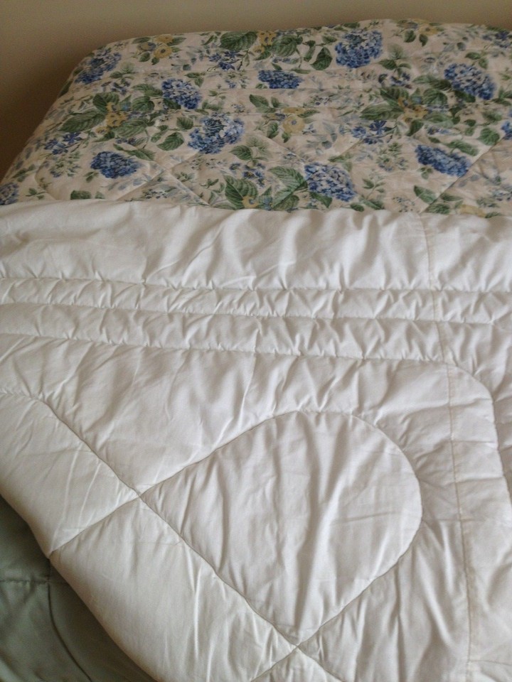 WAVERLY QUEEN BEDDING COMFORTER SET FLORAL Hydrangea Blue Green ...