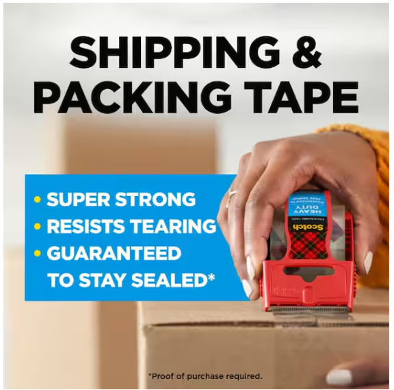 1.88 in. x 66.7 ft. Heavy Duty Shipping Packaging Tape (6-Pack with ...