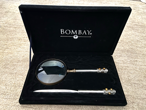 Vintage The Bombay Company Magnifying Glass and Letter Opener Set with ...