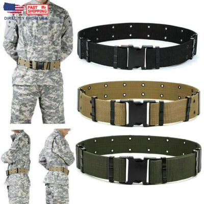 Tactical Military Pistol Belt Nylon Web Belt Duty ALICE Marine Corps GI ...