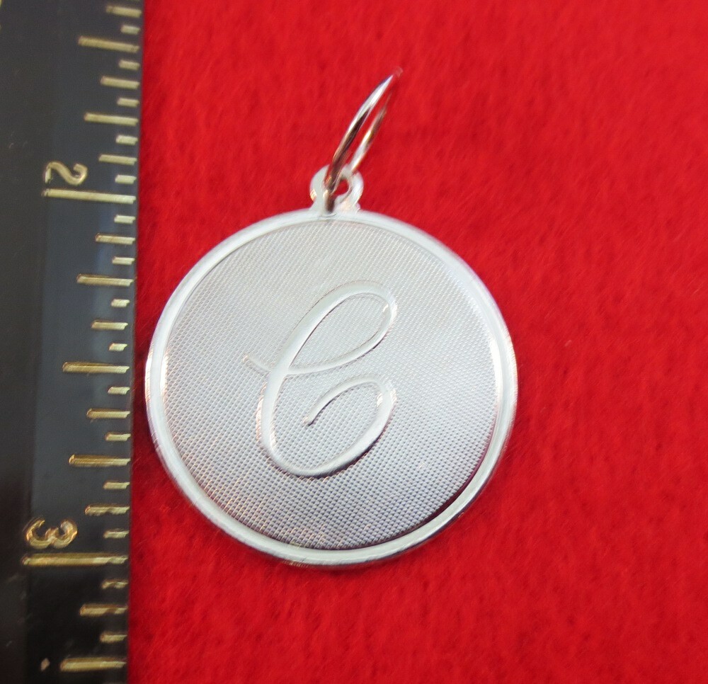 14 KT WHITE GOLD EP LARGE(OVER 1") ROUND INITIAL DISC LETTER C PENDANT ...