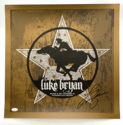 LUKE BRYAN SIGNED AUTOGRAPH 18X18 CONCERT TOUR POSTER - FLORENCE SC 3 ...