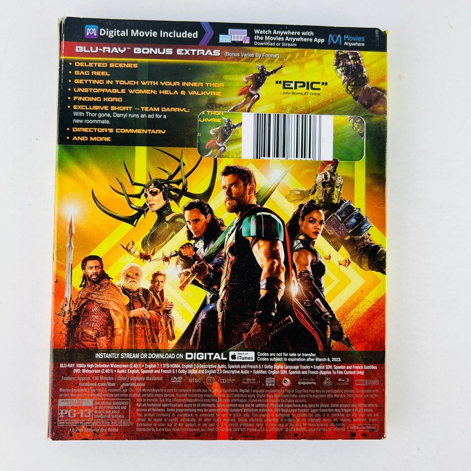 Marvel Studios Thor: Ragnarok Blu-ray + DVD + Digital HD Combo Disc ...
