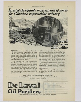 1925 De Laval Separator Co Ad: Price Brothers & Co. Quebec, Canada Papermill Pic | eBay
