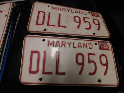 Maryland License Plates MD # DLL 959 Tags Expired before 1980 Pair | eBay
