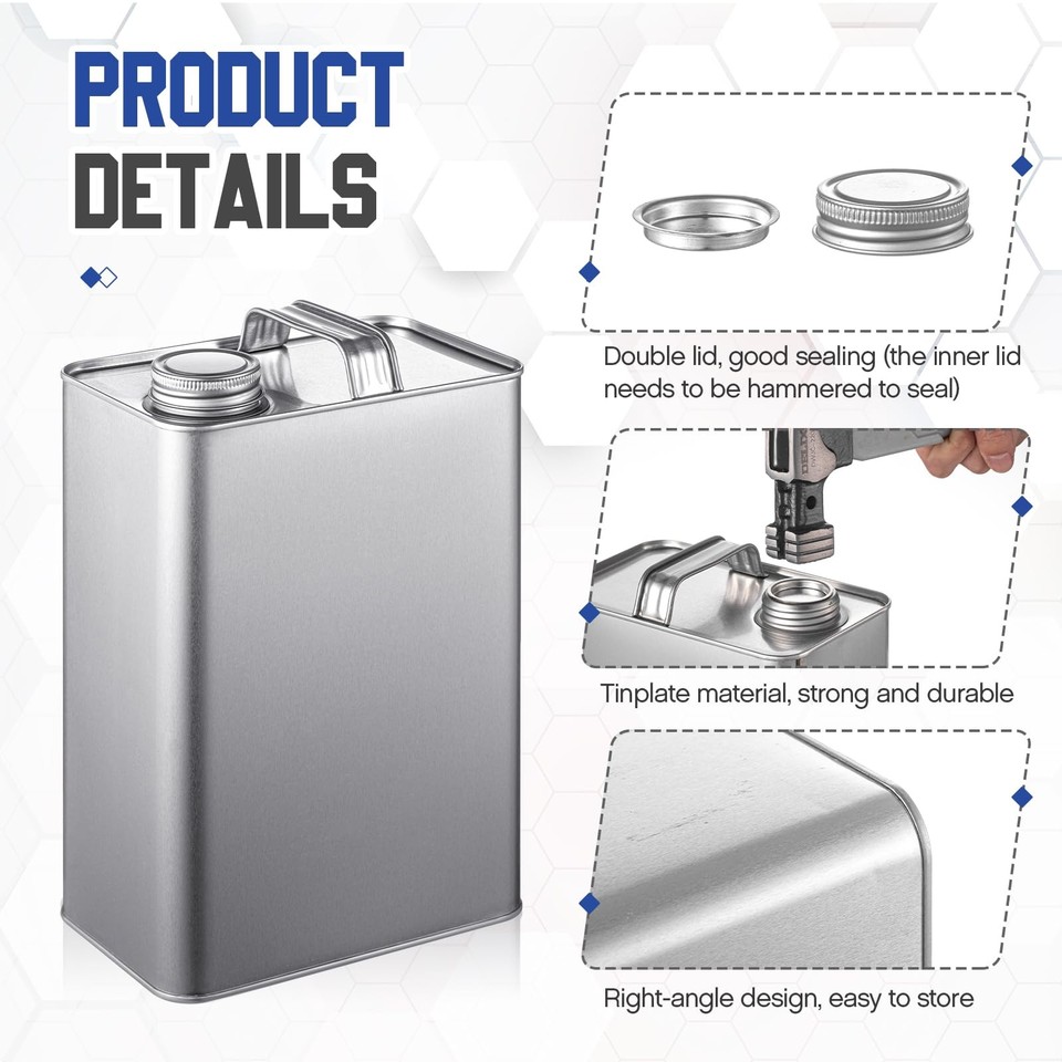 4 Pcs 1 Gallon F Style Metal Can Reusable Metal Can with 1.5" Opening ...