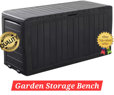 Large Outdoor Storage Box 270L Garden Patio Plastic Chest Lid Container ...