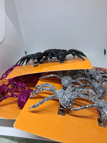 Glitter Spider Clips Purple Silver And Black 3 Packs 6 Spiders Each ...