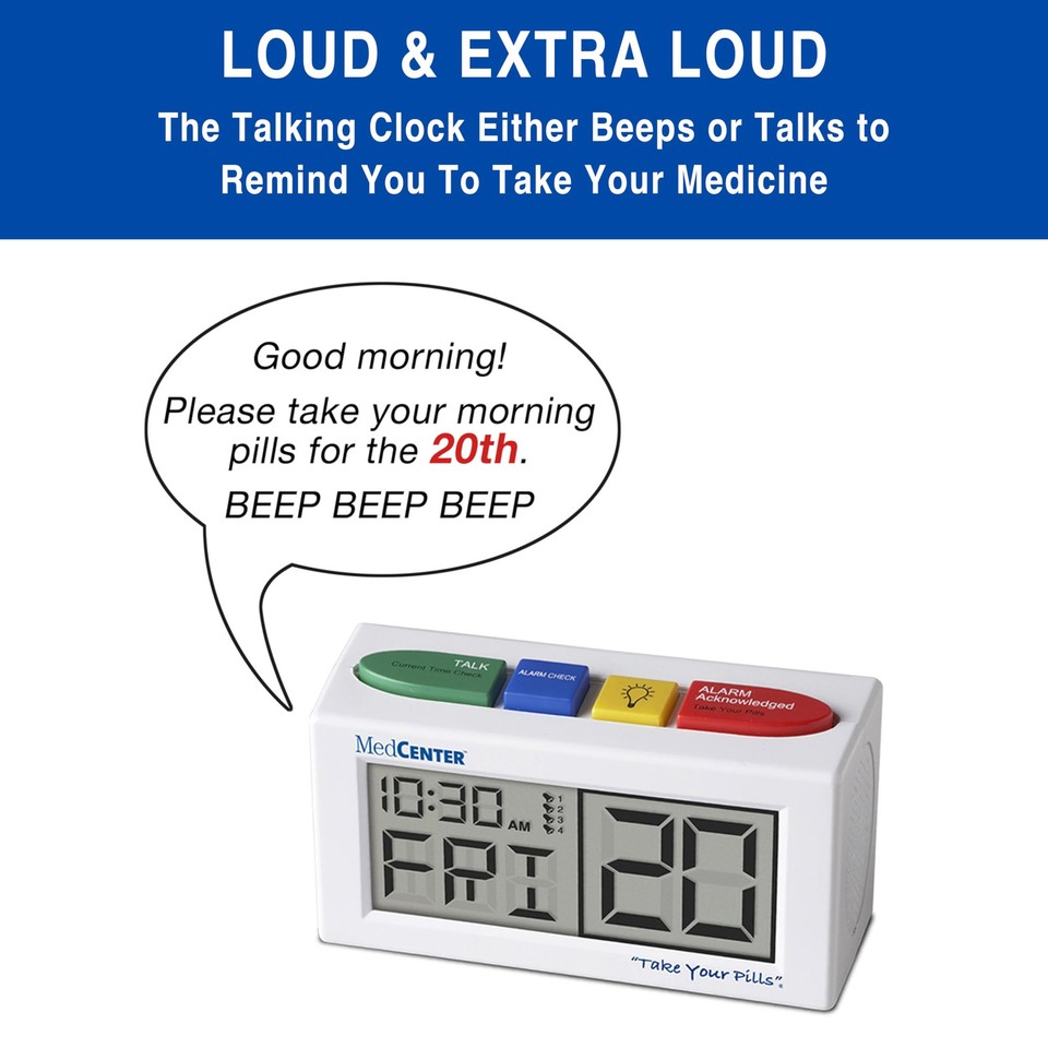 Talking Alarm Clock, Medication Pill Reminder Clock, Talking Alarm ...