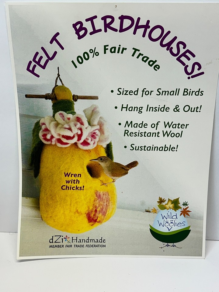 NWT dZI Wild Woolies FELT Wool BIRDHOUSES Friendly Flowers PUMPKIN ...