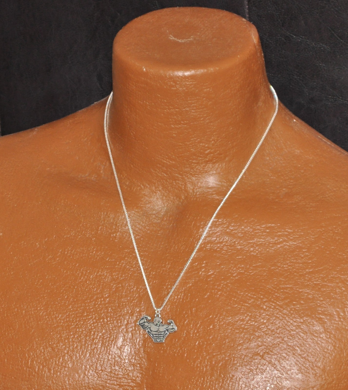 Bodybuilder Biceps Pose Pendant Silver Chain Gym Bodybuilding Muscle ...