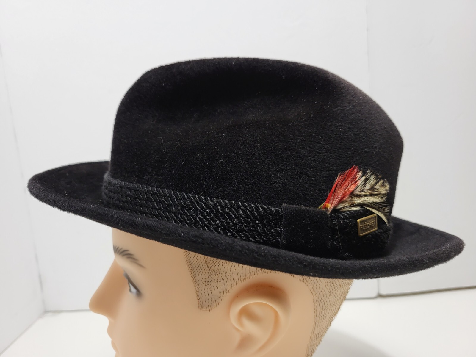 Vintage Chapeau Flechet Fedora Hat Black Fur Felt Siz… - Gem