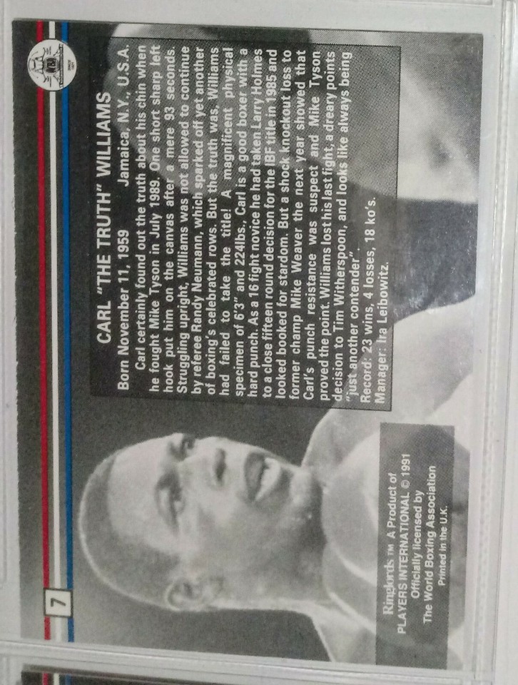 Ringlords 1991 - Carl “The Truth” Williams #7 - Many Sports/Non-Sports ...