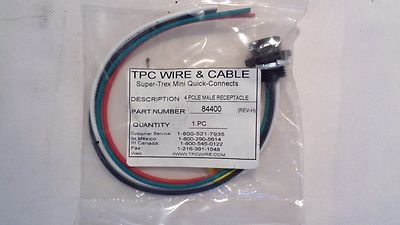 NEW IN FACTORY PACKAGE TPC WIRE&CABLE 84400 4 WIRE MALE RECEPTACLE | eBay