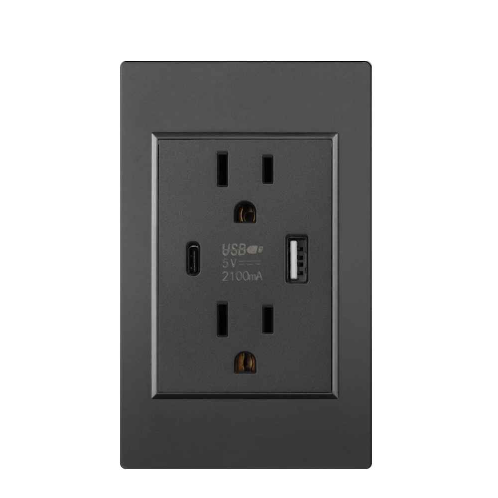 Dual Wall Outlet with USB Ports Charger AC Power Receptacle Plate Panel ...