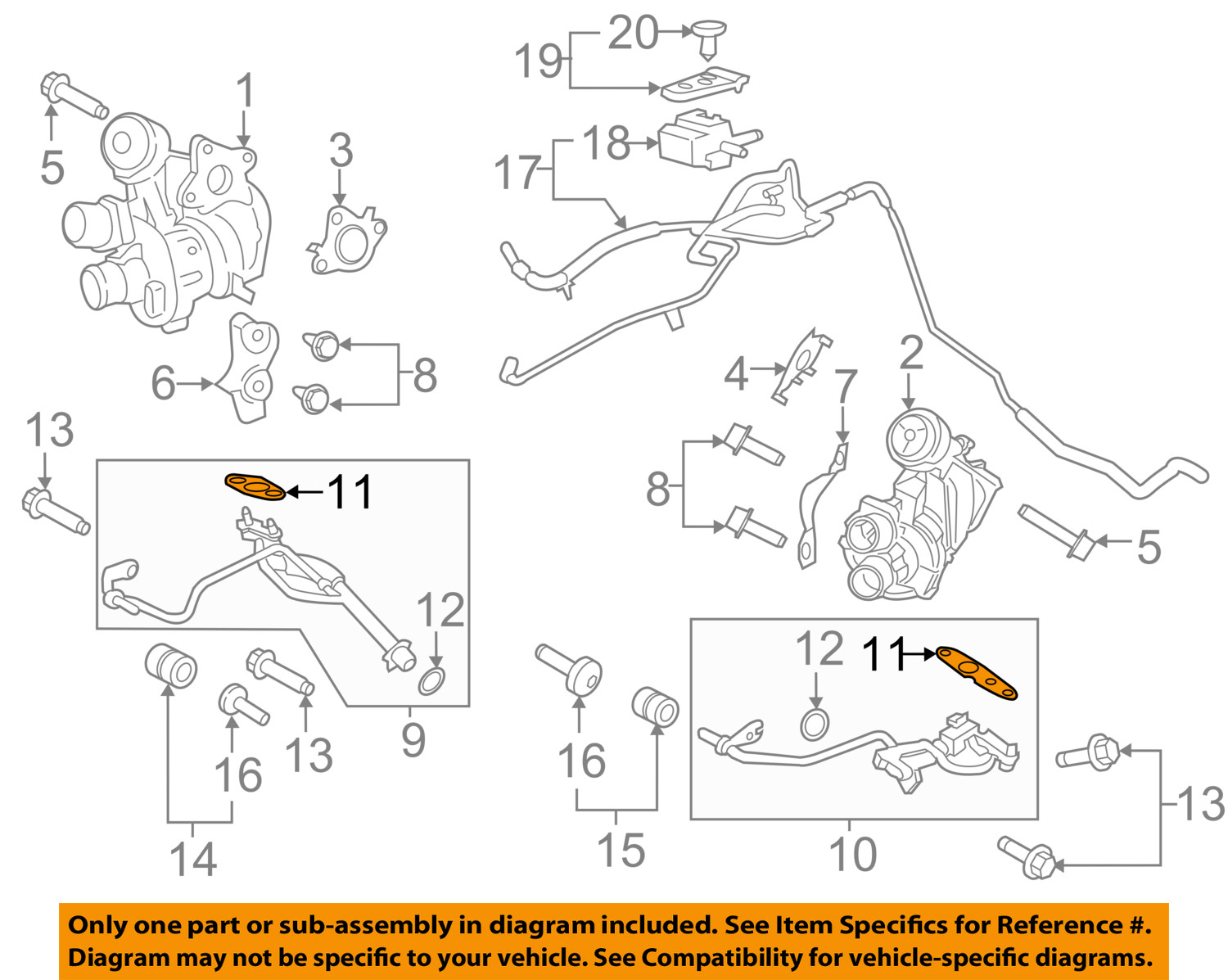 Genuine Ford turbo line drain feed gasket OEM BL3Z-6N652-B for sale ...