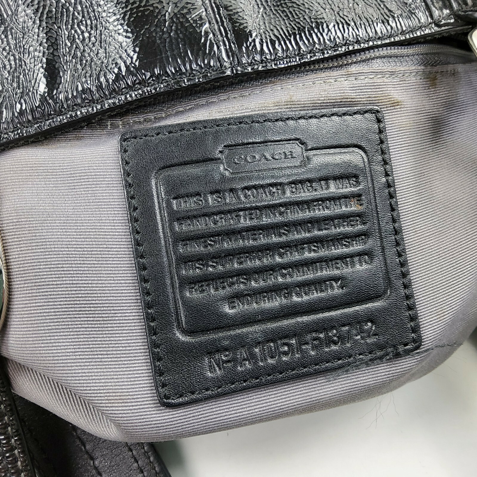 COACH F13742 Signature Patent Leather Tote Shoulder H… - Gem