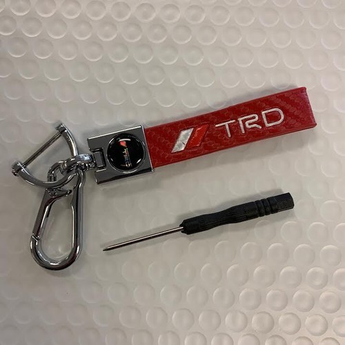 New Red Carbon Fiber Leather Keychain Key Holder Tag For Trd Toyota ...