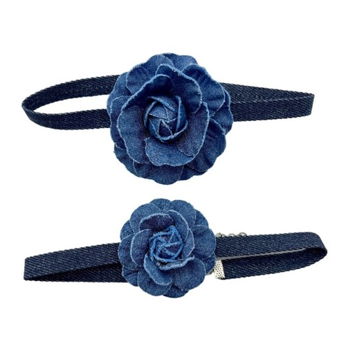 Blue Flower Choker Cloth Clavicle Necklace Cute Collar Necklace Wedding ...