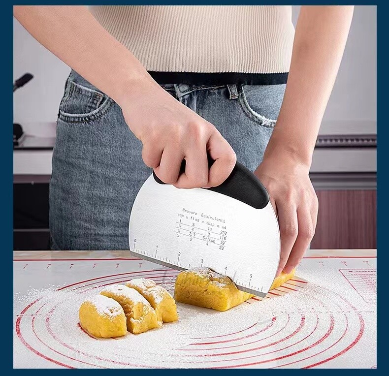 Stainless Steel Pastry Dough Pizza Flour Cutter Scraper Chopper Scale ...