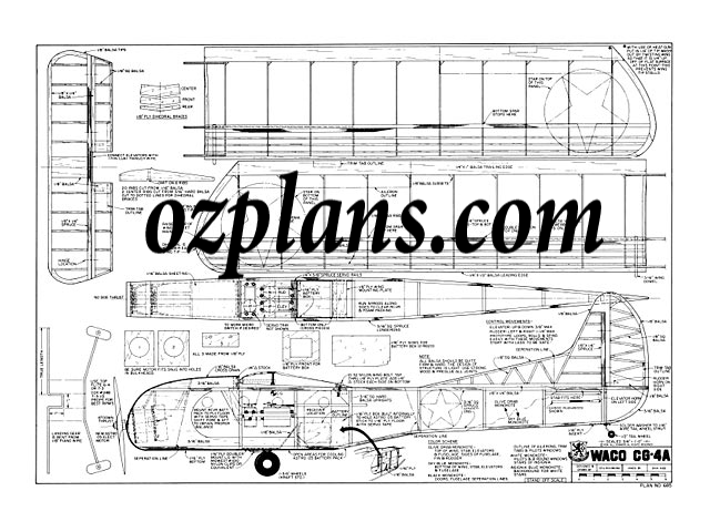 Waco CG-4A Glider 63" WS PRINTED RC MODEL AIRPLANE PLANS TEMPLATES RC ...