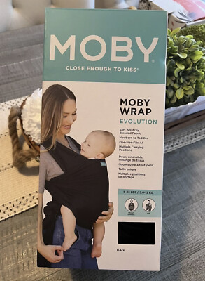 MOBY WRAP Evolution Baby Carrier (8-33LBS) 100% Cotton Fabric - Black | eBay