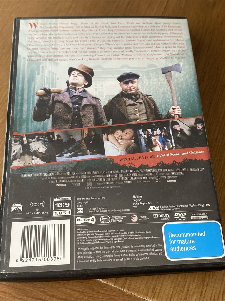 Burke & Hare DVD Region 4 Simon Pegg Andy Serkis Isla Fisher Tom ...
