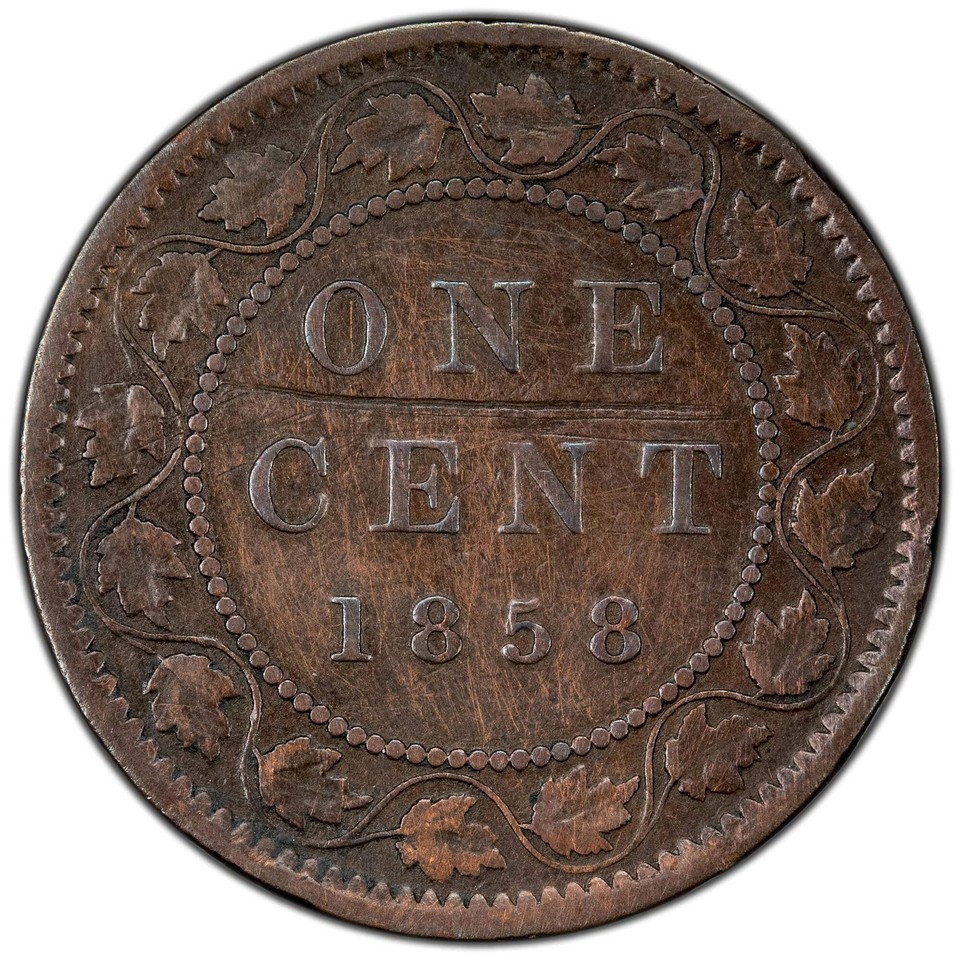 Canada 1858 1 One Large Cent Coin First Year of Issue! - VG (reverse ...
