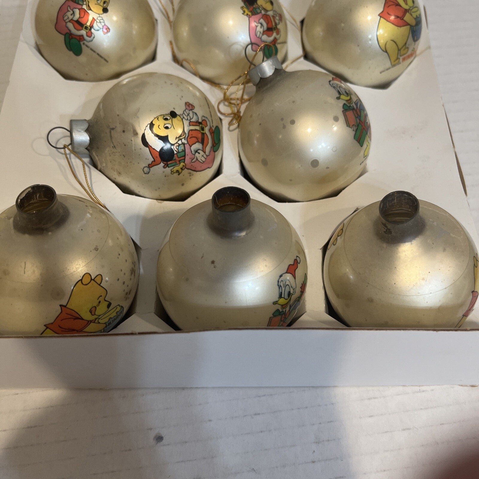 Vintage 1975 Disney Christmas glass ornaments Mickey Mouse, Donald and ...