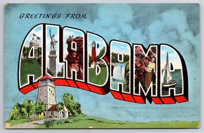 Greetings from Alabama Large Block Letters Postcard LC0155 | eBay