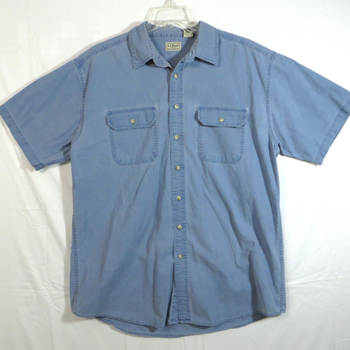 L.L. Bean Denim Button Up Shirt Mens Size XL Tall Short Sleeve Blue ...