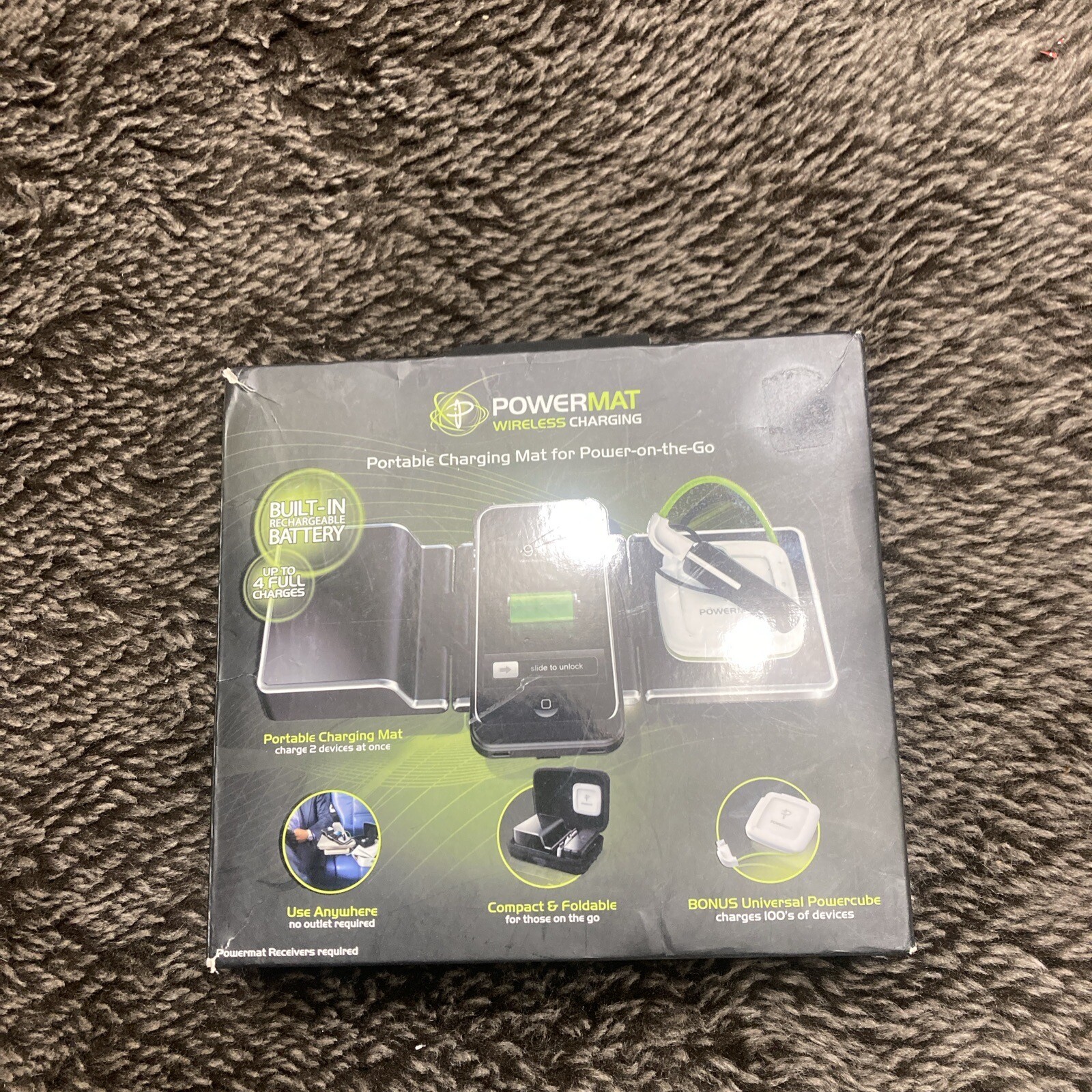 Powermat PMM-2PX-B1 2X Portable Wireless Charging Mat w. Universal ...