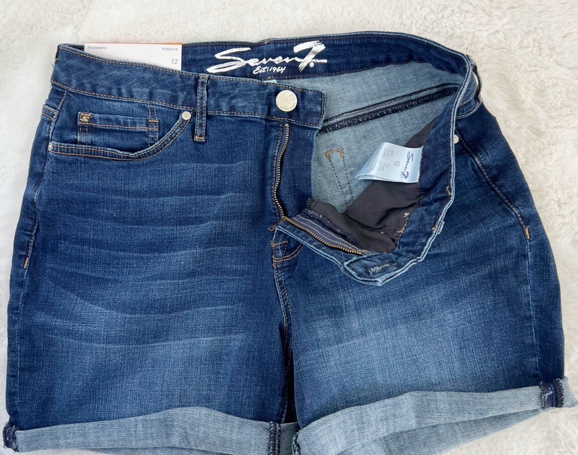 Seven7 Women's Denim Shorts Rolled Cuff Slim Fit Size 12 Weekend Short ...