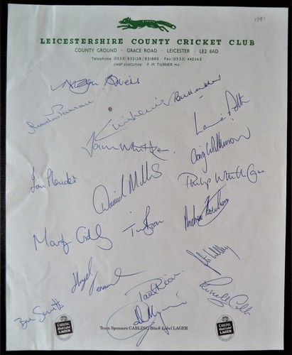 LEICESTERSHIRE 1991 CRICKET OFFICIAL AUTOGRAPH TEAM SHEET | eBay