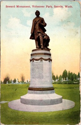 Postcard Seward Statue Memorial Monument Volunteer Park Seattle WA 1912 ...