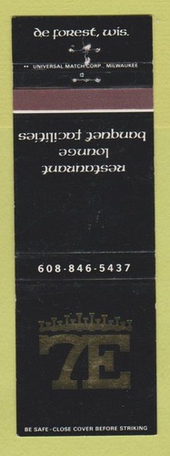 Matchbook Cover - 7E Restaurant De Forest WI | eBay