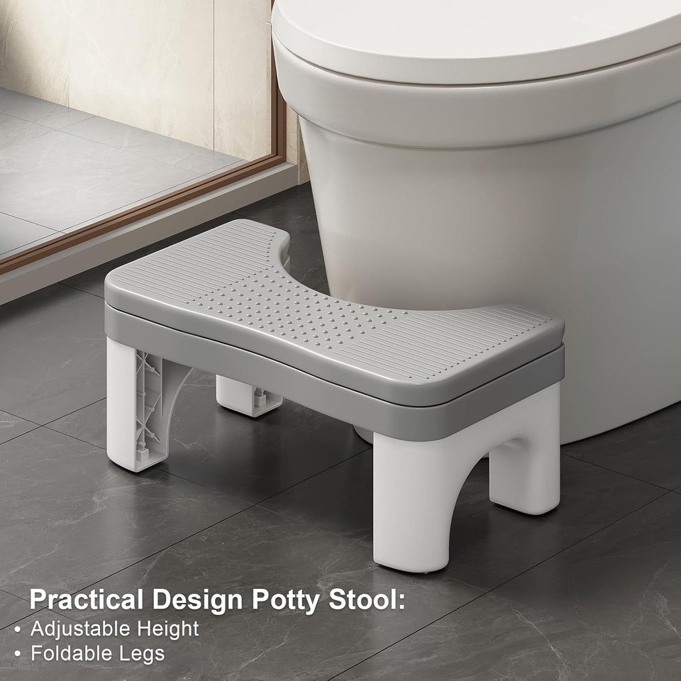 Foldable Toilet Stool Squat Adult, 7" Height Adjustable Poop 1 Pack ...