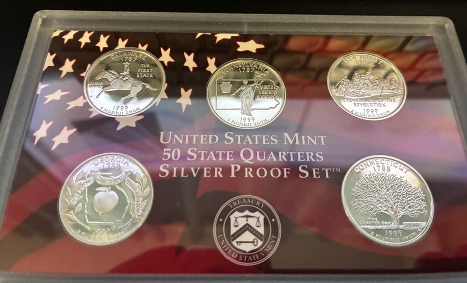 1999-2008 Silver Proof State Quarters Complete Set - Very Fine w/ Box ...